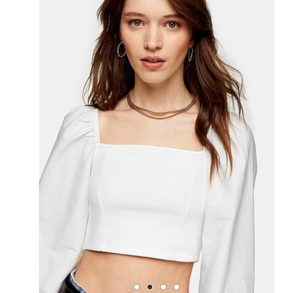 Topshop | Tops | Topshop Balloon Sleeve Poplin Crop Top | Poshmark